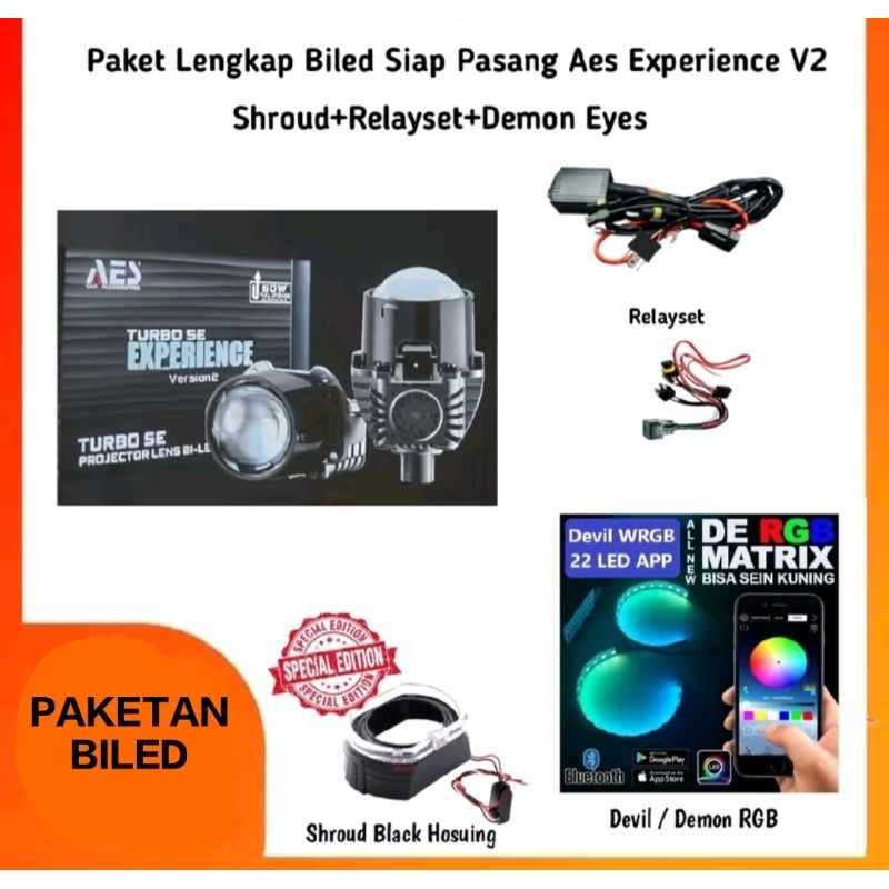 Jual PAKETAN MOTOR BILED AES TURBO V2 SE FLAT 2,5 INCH 60 WATT PAKET ...