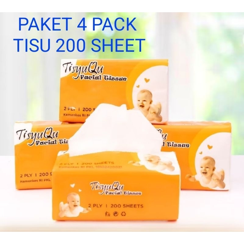 Jual ( Paket 4 Pack ) Tissu Halus Tisu Harga Promo 200 Sheet TisyuQu ...