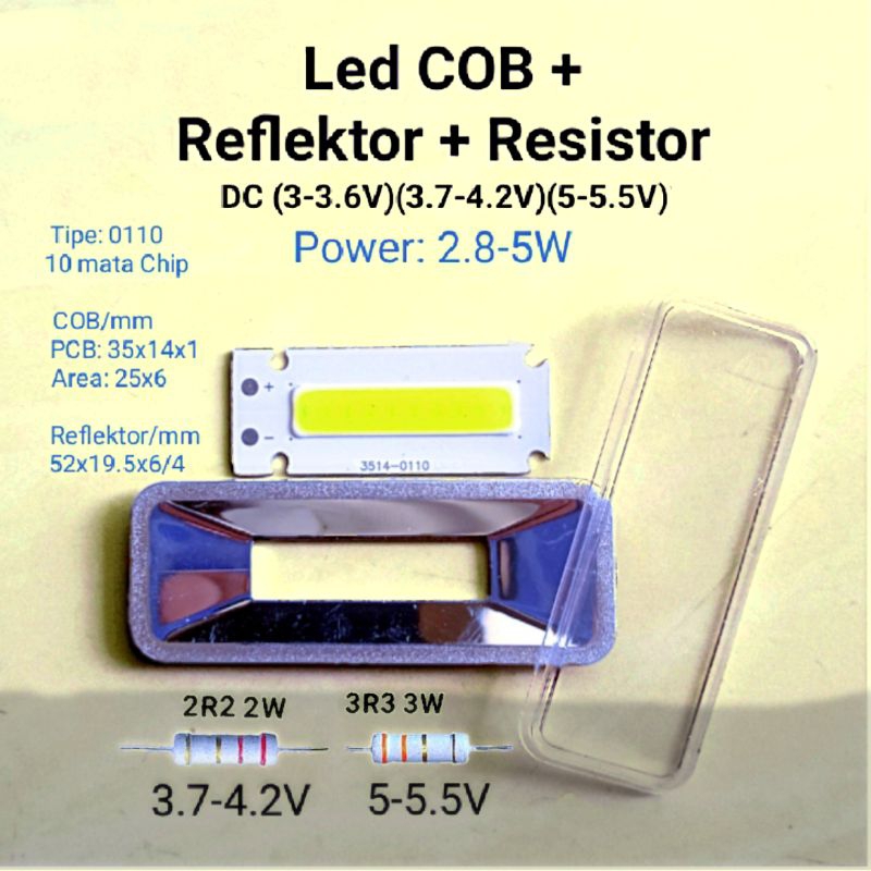 Jual Led Cob Reflektor Resistor untuk proyek diy lampu penerangan ...