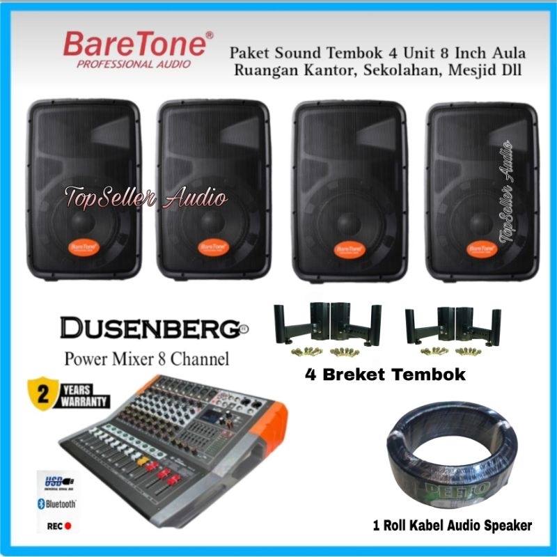 Jual Paket Sound System Speaker BareTone 4 Unit Speaker 8 Inch Power ...