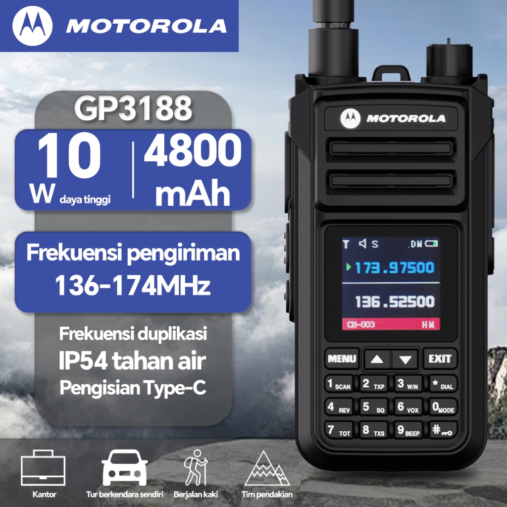 Jual Motorola Walkie Talkie Maritime VHF 136-174MHz Single band dual reception Daya tinggi 10W ...