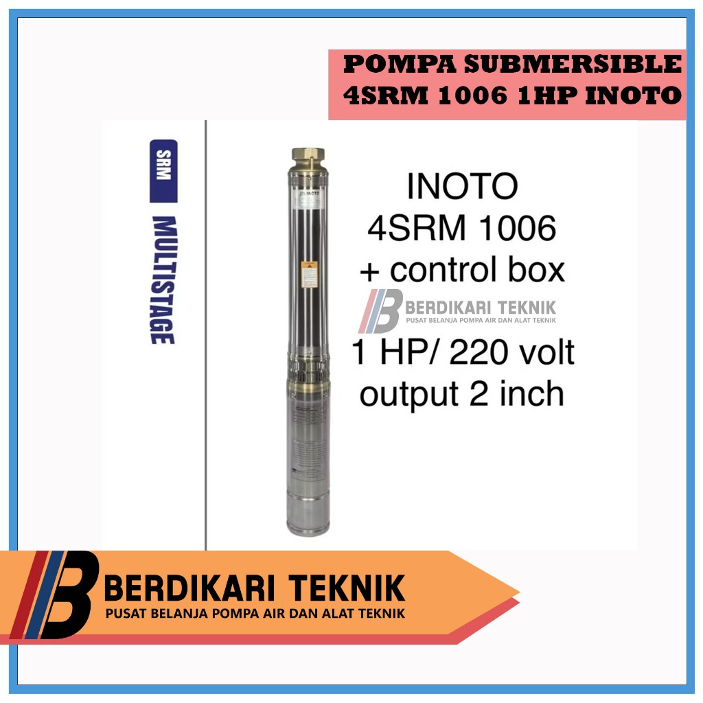 Jual INOTO 4SRM 1006 1hp kabel pendek pompa air submersible 1 HP PK ...