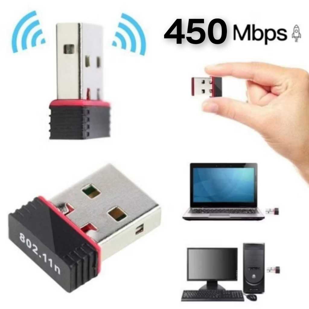 Jual USB WIFI WIRELESS ADAPTOR NETWORK USB WIFI DONGLE 450MBPS | Shopee ...