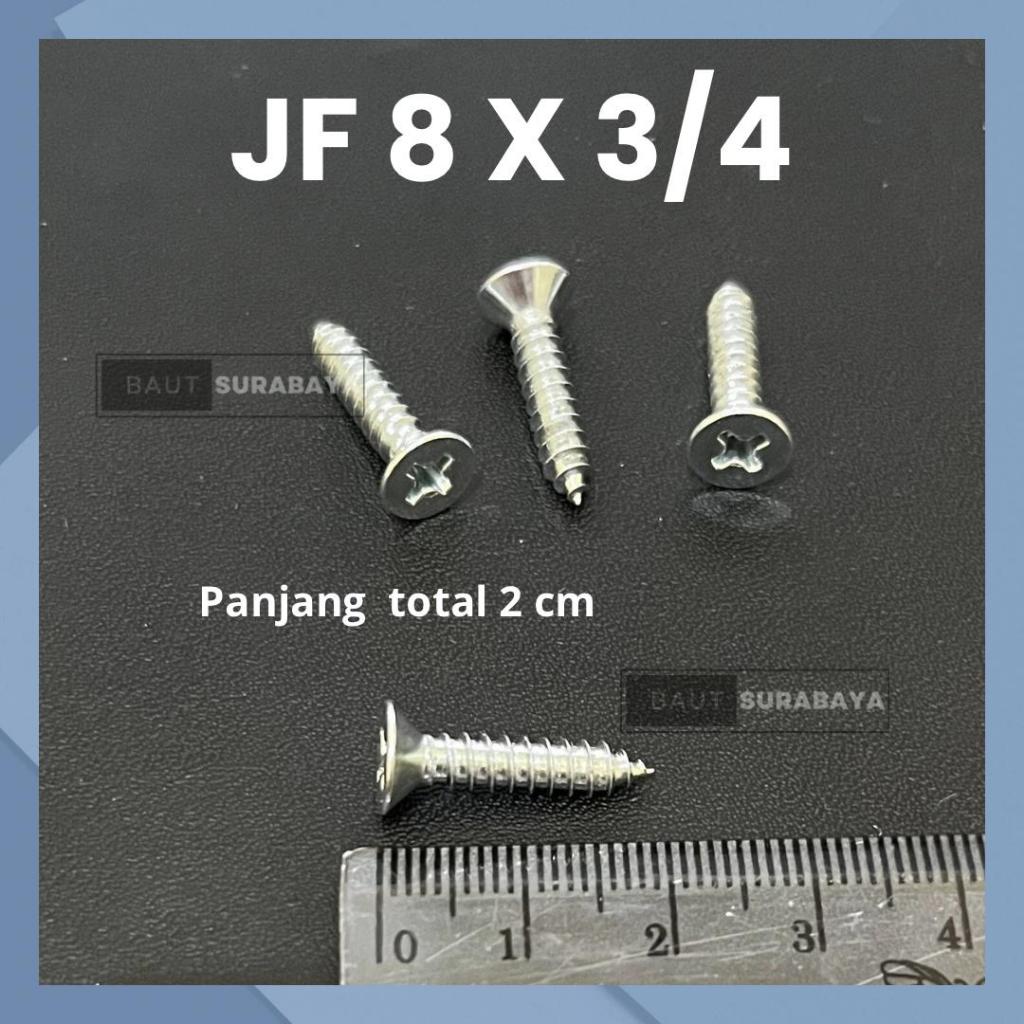 Jual 100 pcs Sekrup JF 8x¾ panjang 2cm | Shopee Indonesia