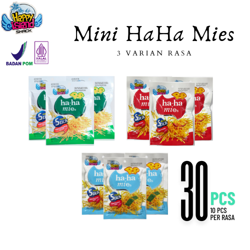 Jual Paket Mix Haha Mie dengan 3 varian rasa isi 30pcs Cemilan Halal ...