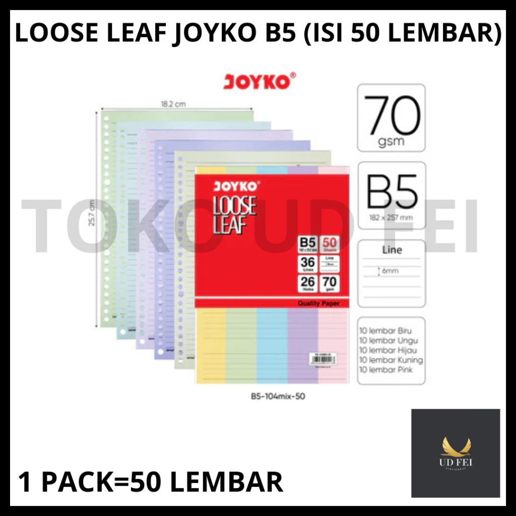 Jual (1 PACK ISI 50 LEMBAR) Joyko Loose Leaf B5 Isi 50 Lembar/ LOOSE LEAF B5/ LOOSE LEAF MIX ...