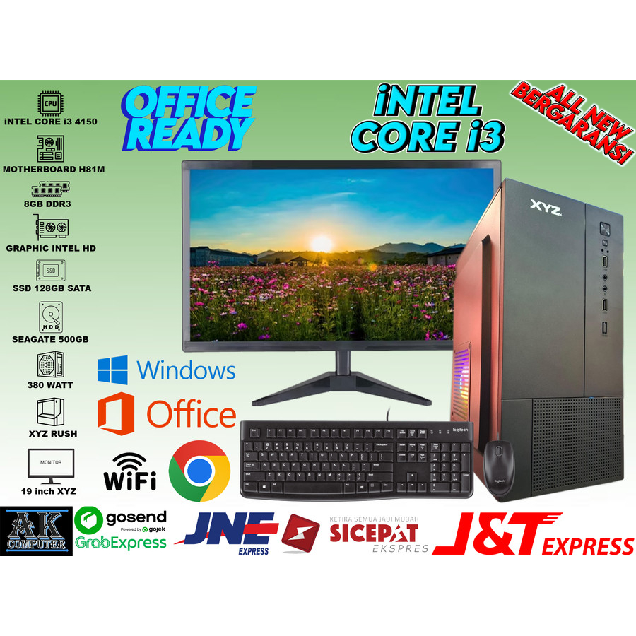 Jual PC FULLSETT iNTEL CORE i3 4150 Gen 4Th + RAM 8GB + SSD 128GB + HDD 500GB + MONITOR 19 inch ...