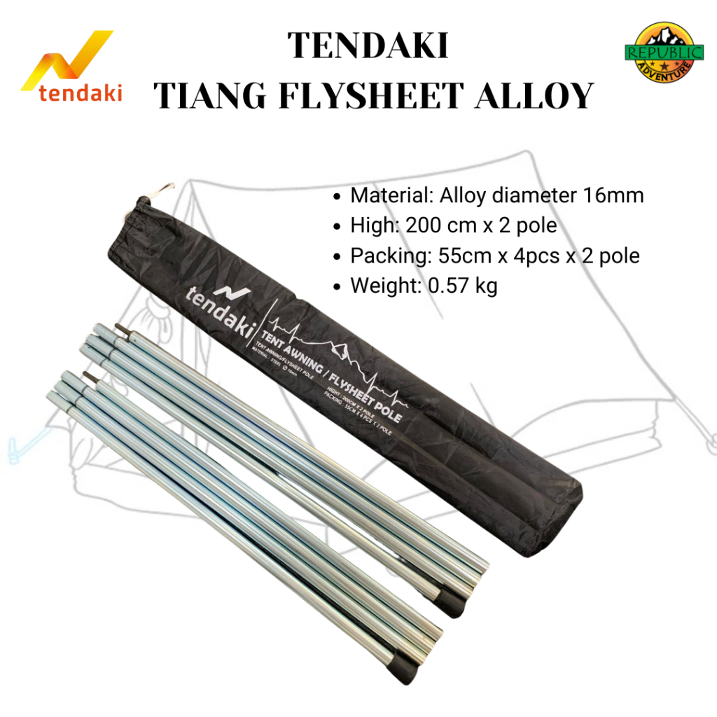 Jual Tiang Flysheet Allumunium Alloy Tendaki Tiang Tenda Besi Trackline ...