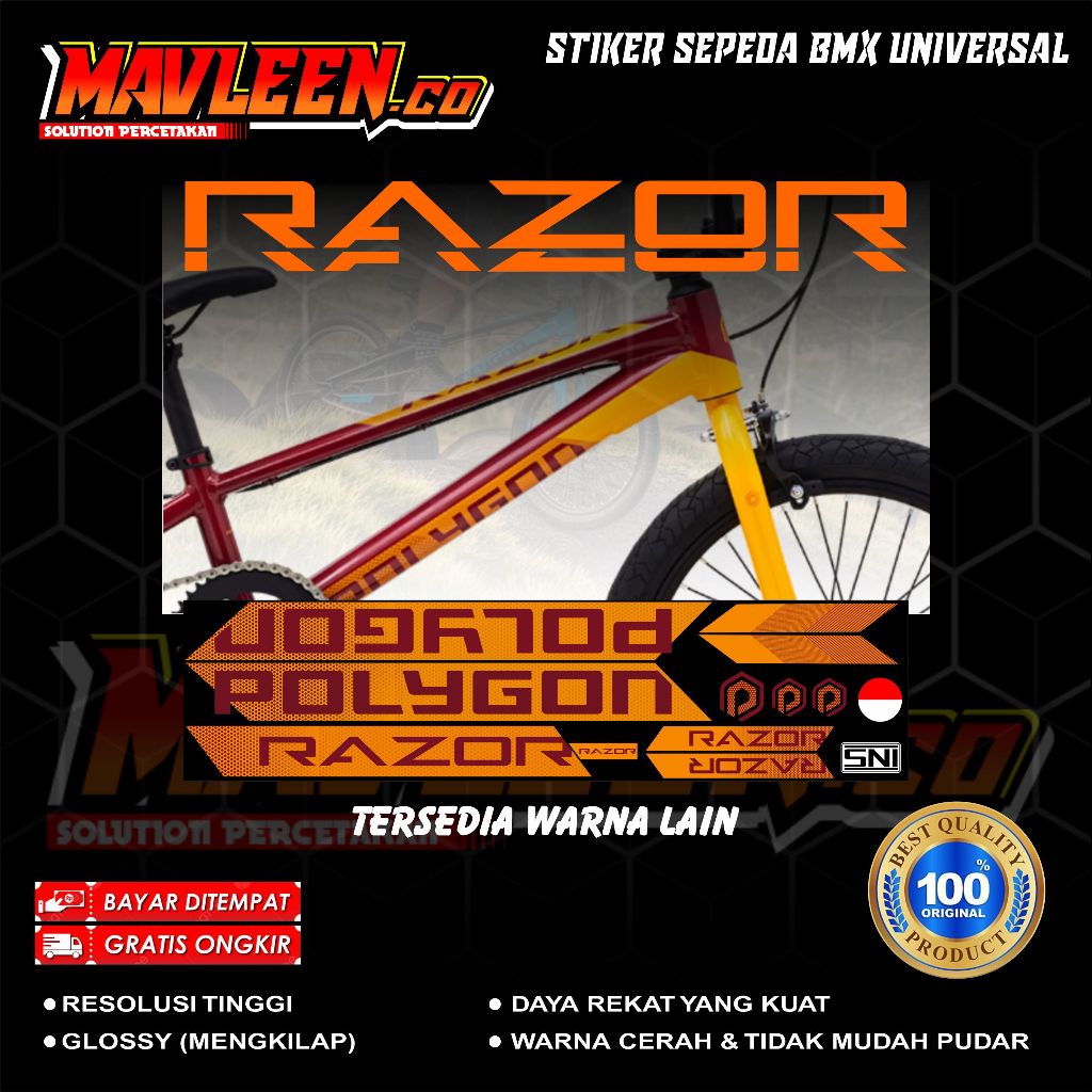 Jual (COD) stiker striping sepeda polygon razo BMX 18 20 decal glossy ...