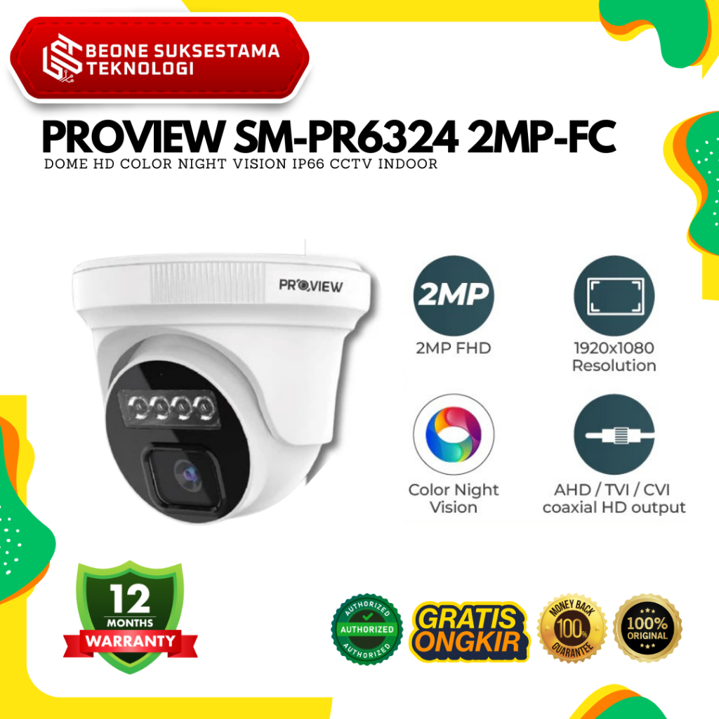 Jual CAMERA PROVIEW SM-PR6324-FC 2MP Dome Color Night Vision Analog camera | Shopee Indonesia