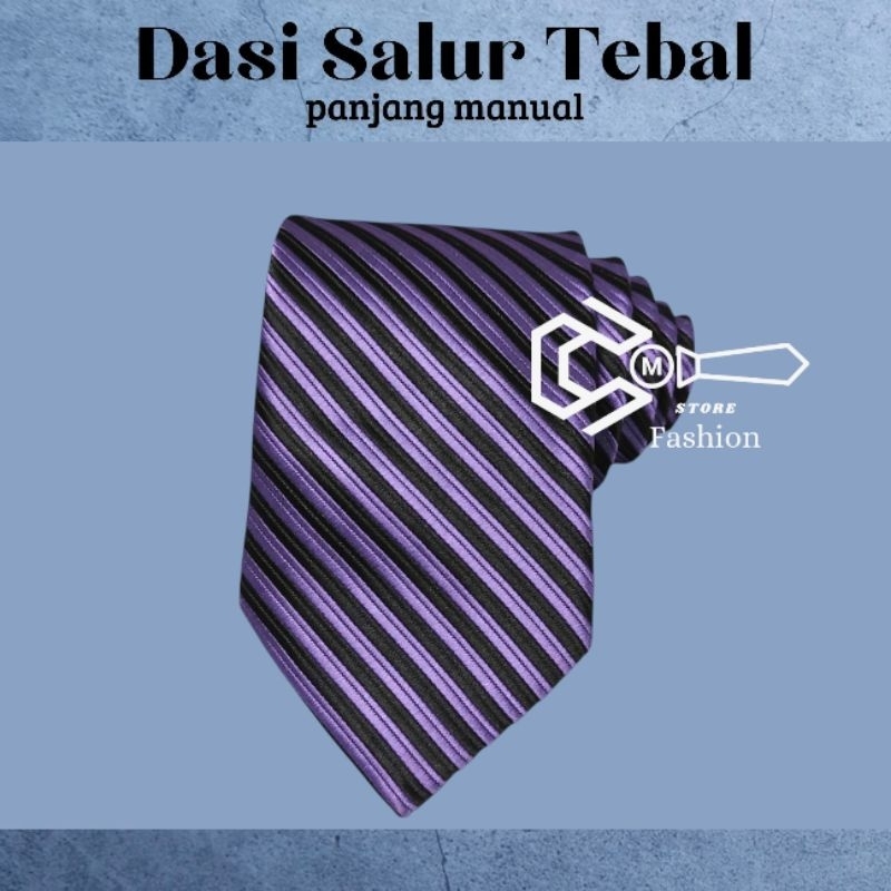 Jual Dasi panjang pria motif Salur tebal warna ungu uk 3 inchi premium ...