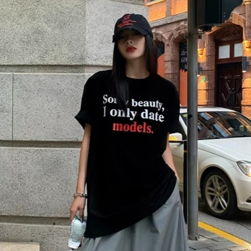 Jual Kaos Polos Pendek Longgar, Model Baru, Motif Cetak, Slip - on ...