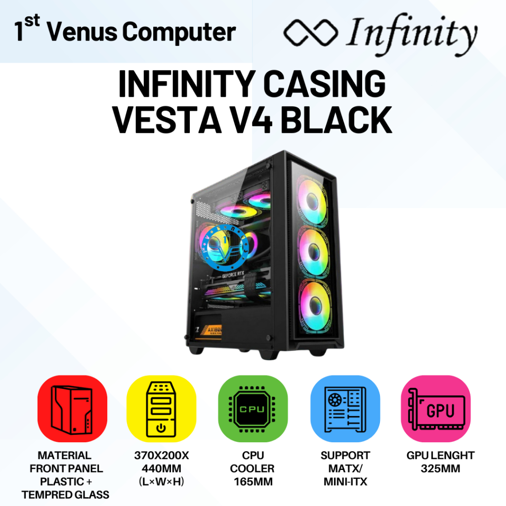 Jual Infinity Vesta V4 Casing Gaming m-ATX / Casing PC Gaming M ATX ...