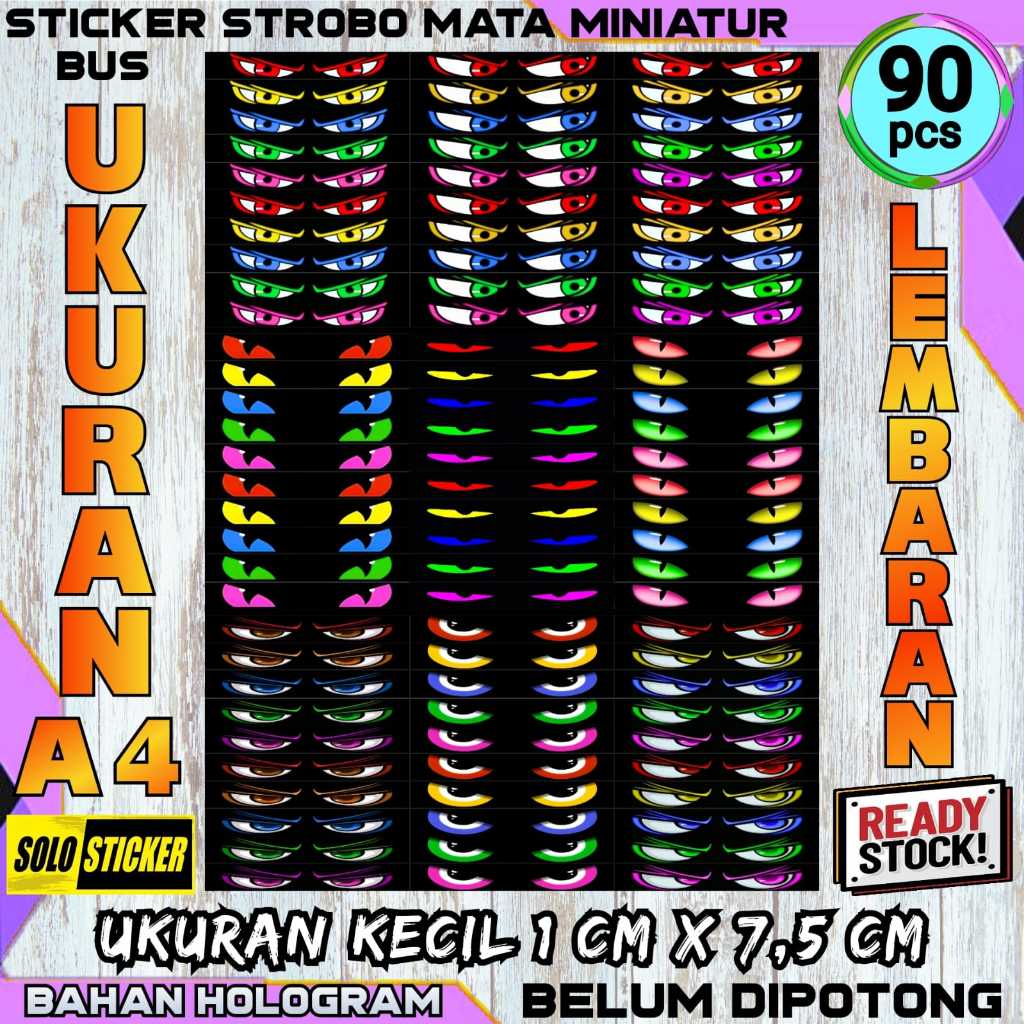 Jual Isi 90 pc Stiker Strobo Mata Kedip Bus Lembaran Ukuran Kecil 1 x 7 ...