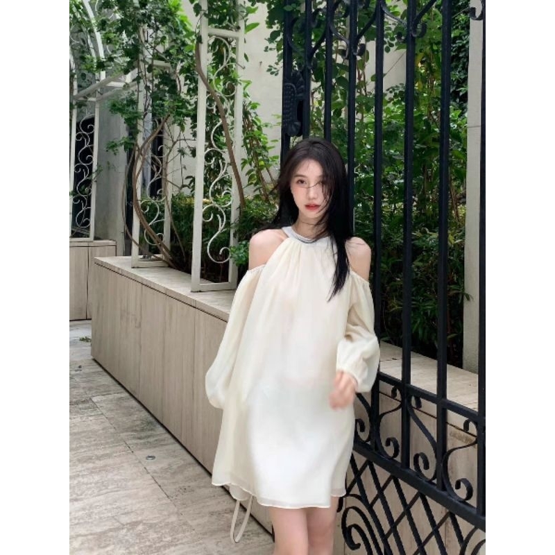 Jual Mini Dress Long Sleeve Halter Neck | Elegant Dress | Gaun Wanita ...