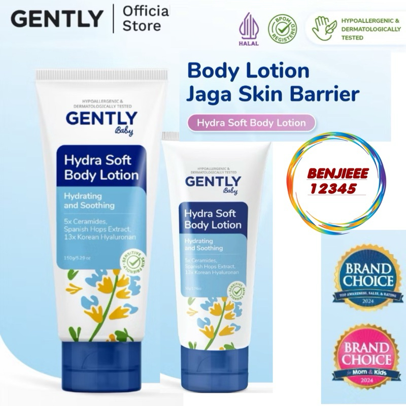 Jual GENTLY Body Lotion 50gr 150gr hydra soft gently moisturizer bayi ...