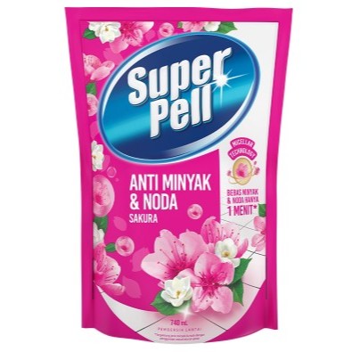 Jual Super Pell Cairan Pembersih Lantai Anti Minyak & Noda Sakura 740 ...