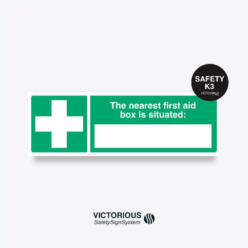 Jual Sticker Safety K3 The Nearest First Aid Box Is Situated | Sticker ...