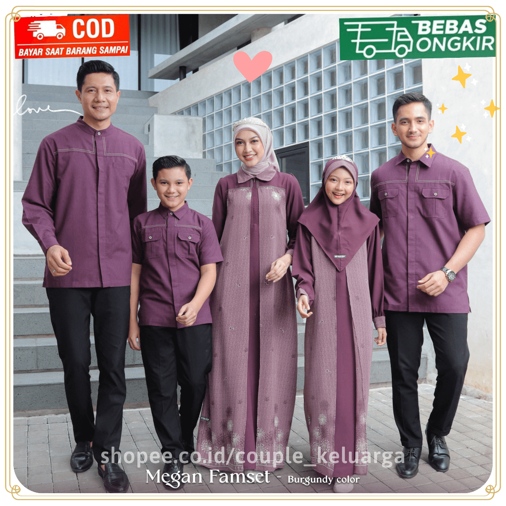 Jual Sarimbit Keluarga 2025 Terbaru NEW STEP MEGAN FAMILY BURGUNDY ...