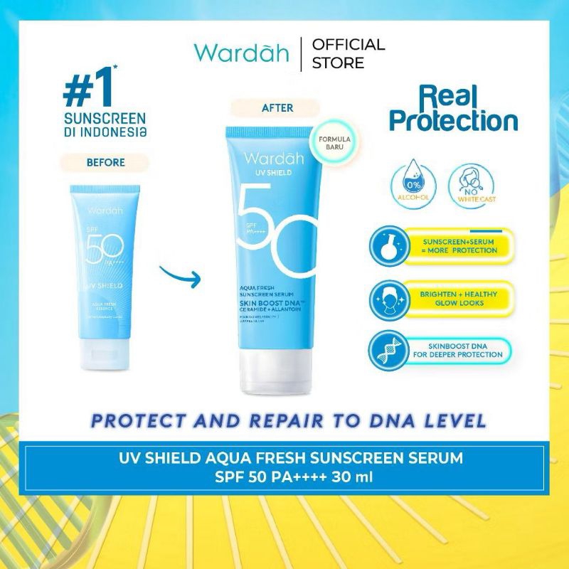 Jual Wardah UV Shield Aqua Fresh Sunscreen Serum SPF 50 PA++++ 30 ml ...