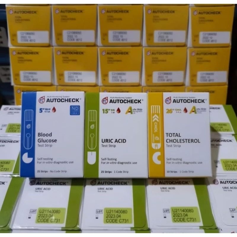 Jual Strip Autocheck Gucose Urid Acid Cholesterol Asam Urat Kolesterol ...