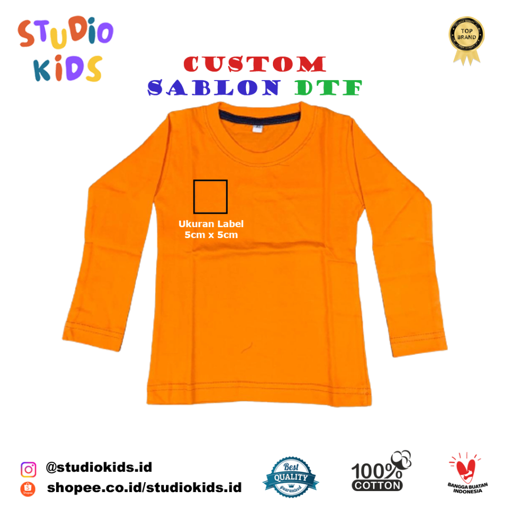 Jual Custom Sablon DTF Kaos Satuan Ukuran Label 5cm x 5cm, Custom Kaos ...