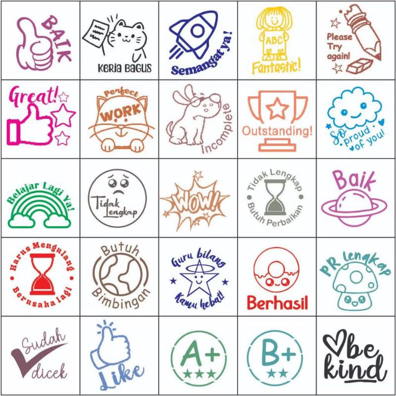 Jual Stempel Reward Penilaian Lucu Imut Original D. 2,5cm | Shopee ...