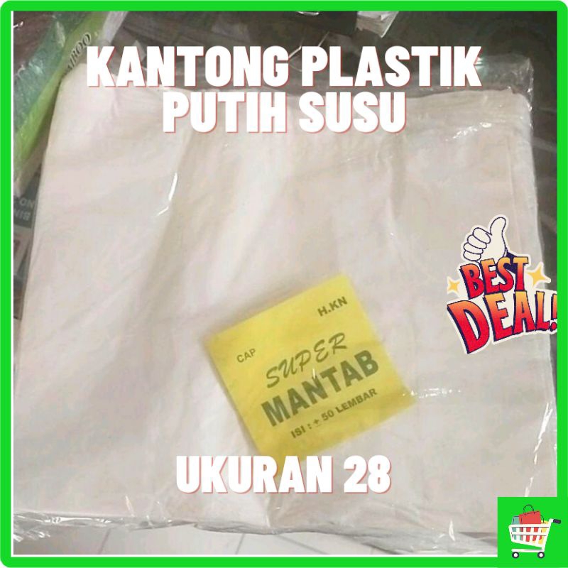 Jual Kantong Plastik Putih Susu 28 / Kresek MANTAB 28 Kotak 18 20 Baskom | Shopee Indonesia