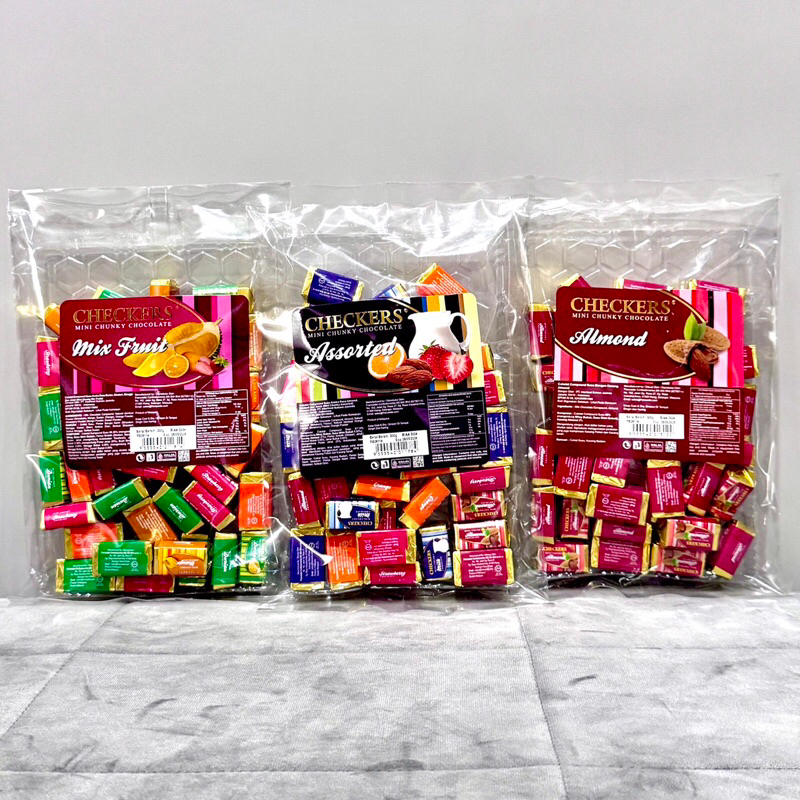 Jual Checkers Mini Chunky Chocolate Almond Fruit Coklat | Shopee Indonesia
