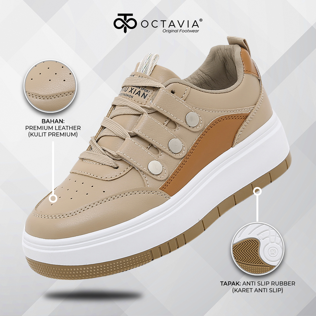 Jual OCTAVIA Sepatu Sneakers Wanita Highsole Wedges 4 cm Premium ...