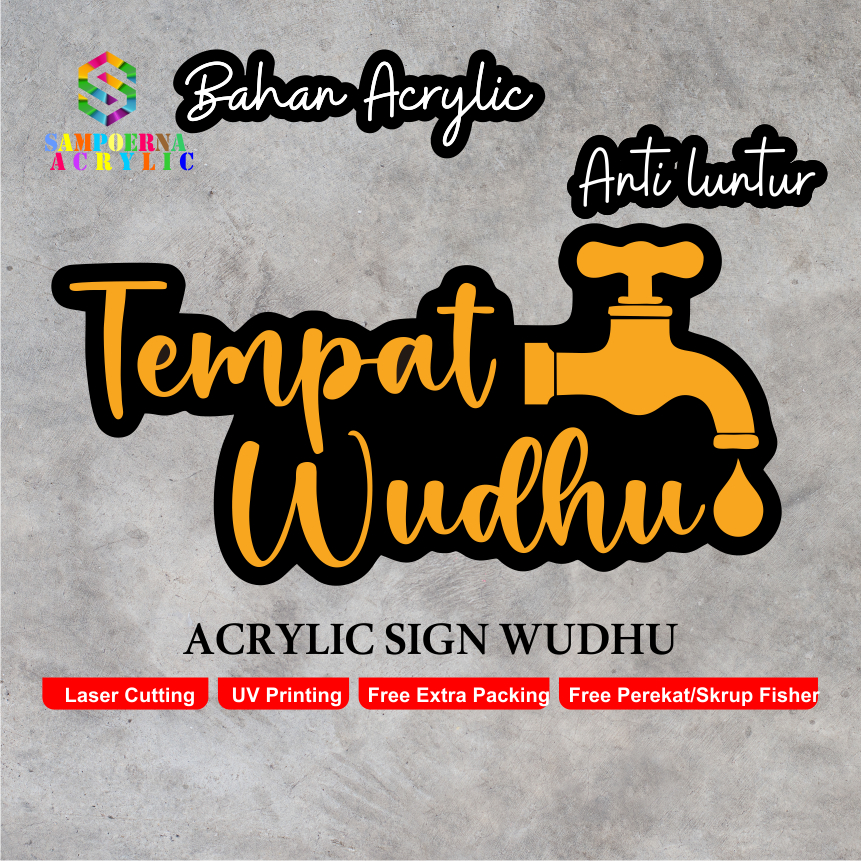 Jual Sign Akrilik Tempat Wudhu Modern | Hiasan dinding Tempat wudhu ...