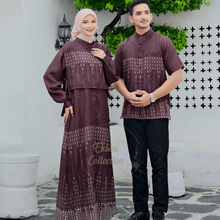 Jual Wafa Couple Set gamis koko lebaran sepasang bahan lembut burgundy ...