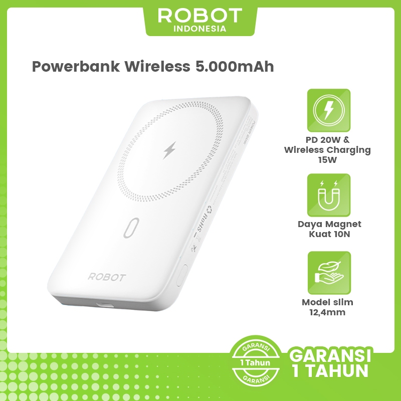 Jual [NEW] ROBOT Powerbank Magsafe 5000mAh PD 20W Powerbank Wireless ...