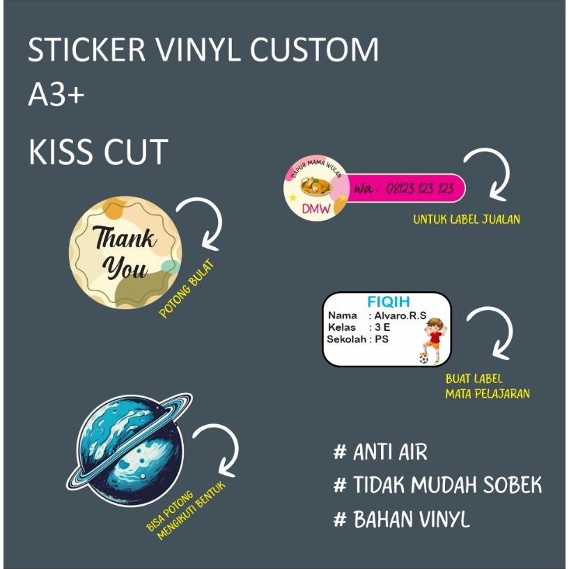 Jual STICKER VINYL CUSTOM A3+ KISS CUT/STICKER LABEL MAKANAN BISA UNTUK ...