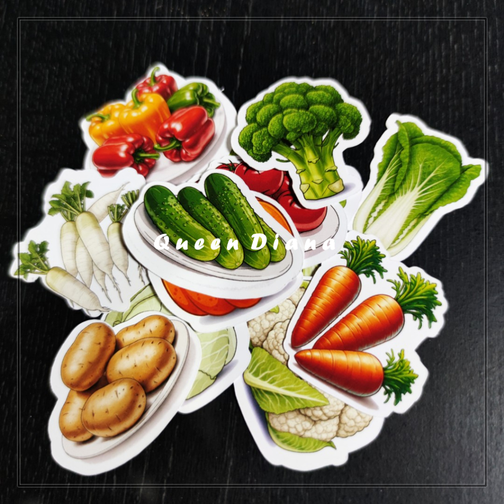 Jual isi 15 pcs stiker sayur sticker gambar macam-macam sayuran untuk ...