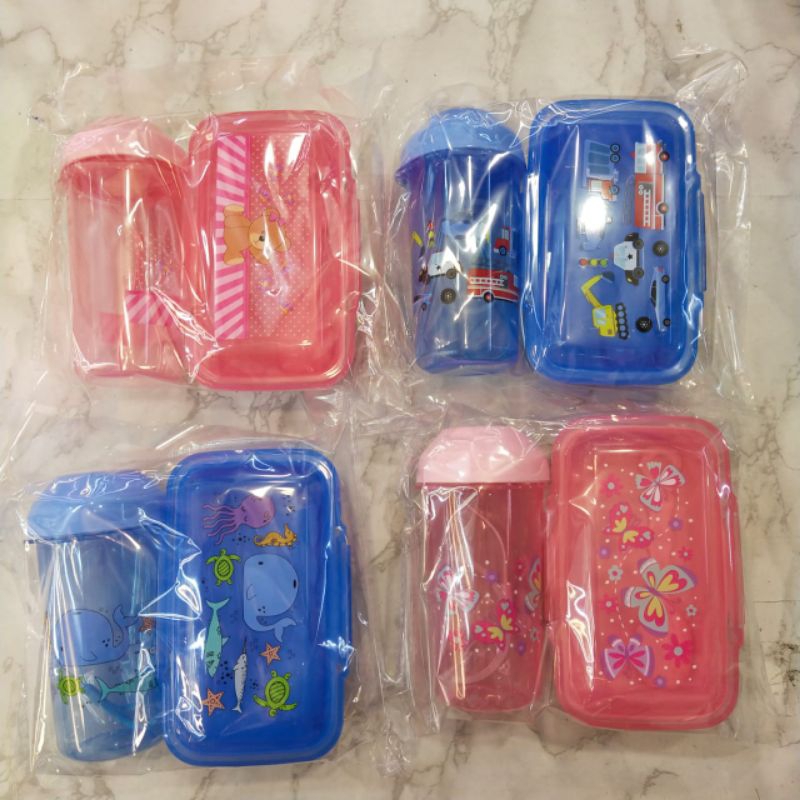 Jual Lunch box set kode 8434 A Tempat Makan set dan botol Minum | Shopee Indonesia