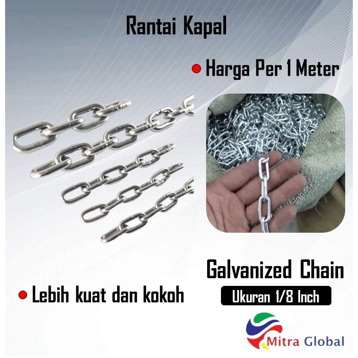 Jual RANTAI GALVANIS (BESI)/GALVANIZED CHAIN 3MM / Rantai Besi Galvanis ...