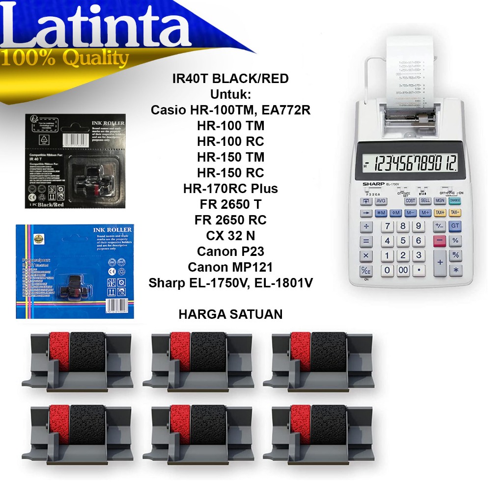 Jual INK ROLLER TINTA CALCULATOR CASIO IR-40T IR40T EPN PRINTER KALKULATOR WARNA BLACK/RED ...
