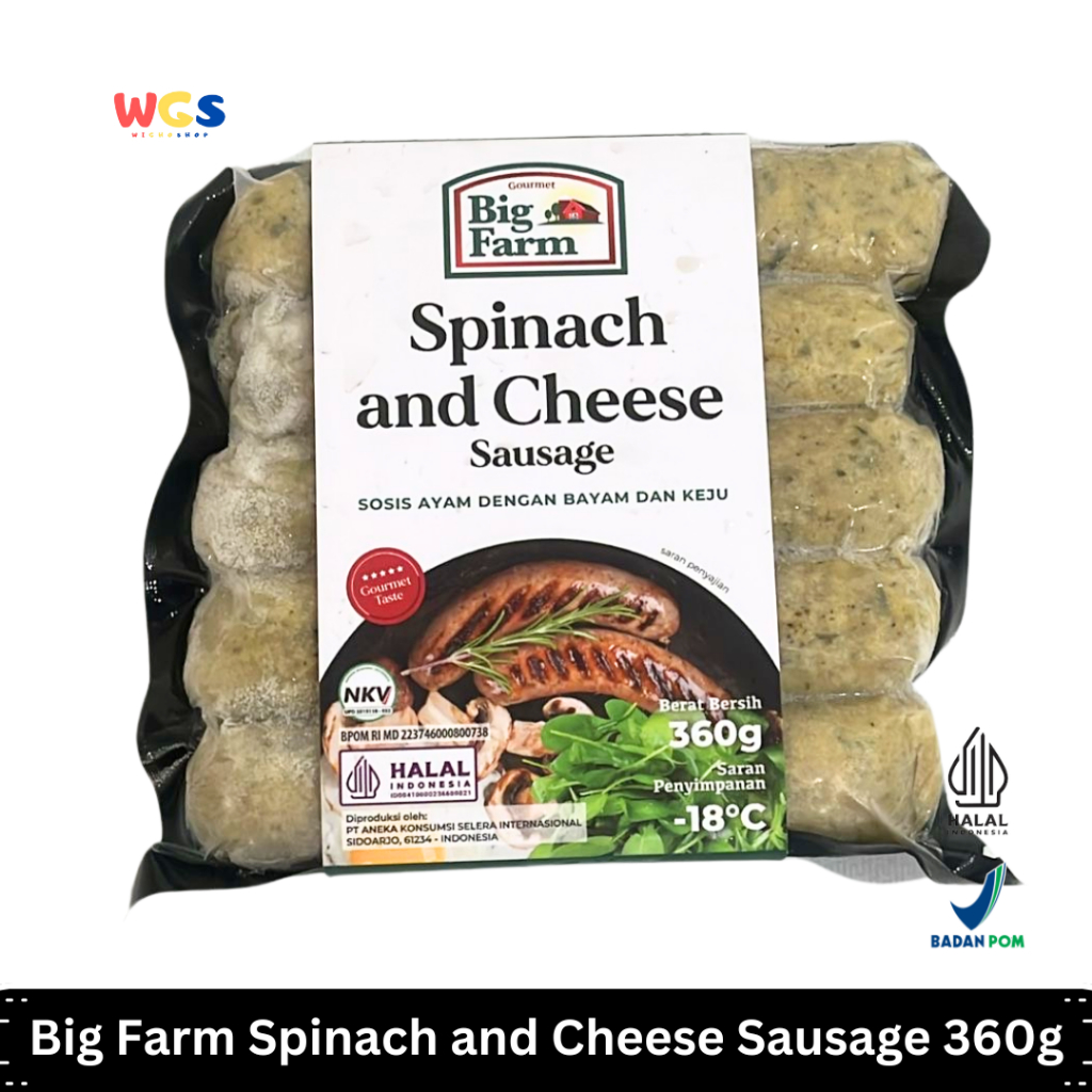 Jual Big Farm Spinach and Cheese Sausage 360g – Sosis Ayam dengan Bayam ...