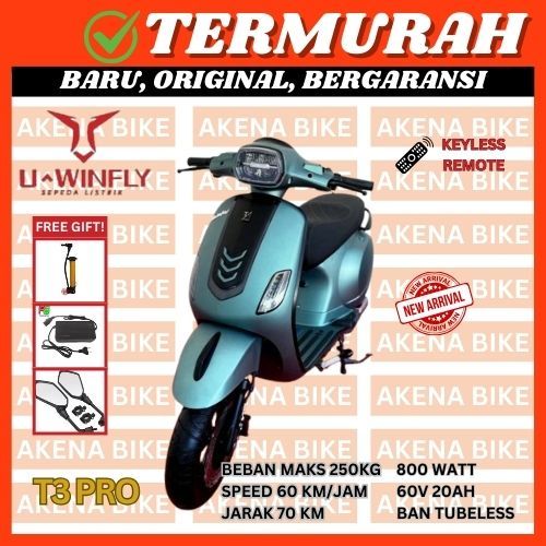 Jual Motor Listrik Uwinfly T3 PRO 1200 Watt Baterai 60V/20Ah Vespa Motor Listrik Murah Garansi ...