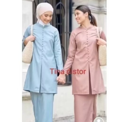 Jual baju setelan rok Melayu simpel,baju setelan Melayu kancing bungkus ...