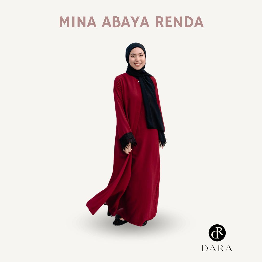 Jual Dara Mina Maroon Abaya renda Gamis Haji dan Umroh polos wanita ...