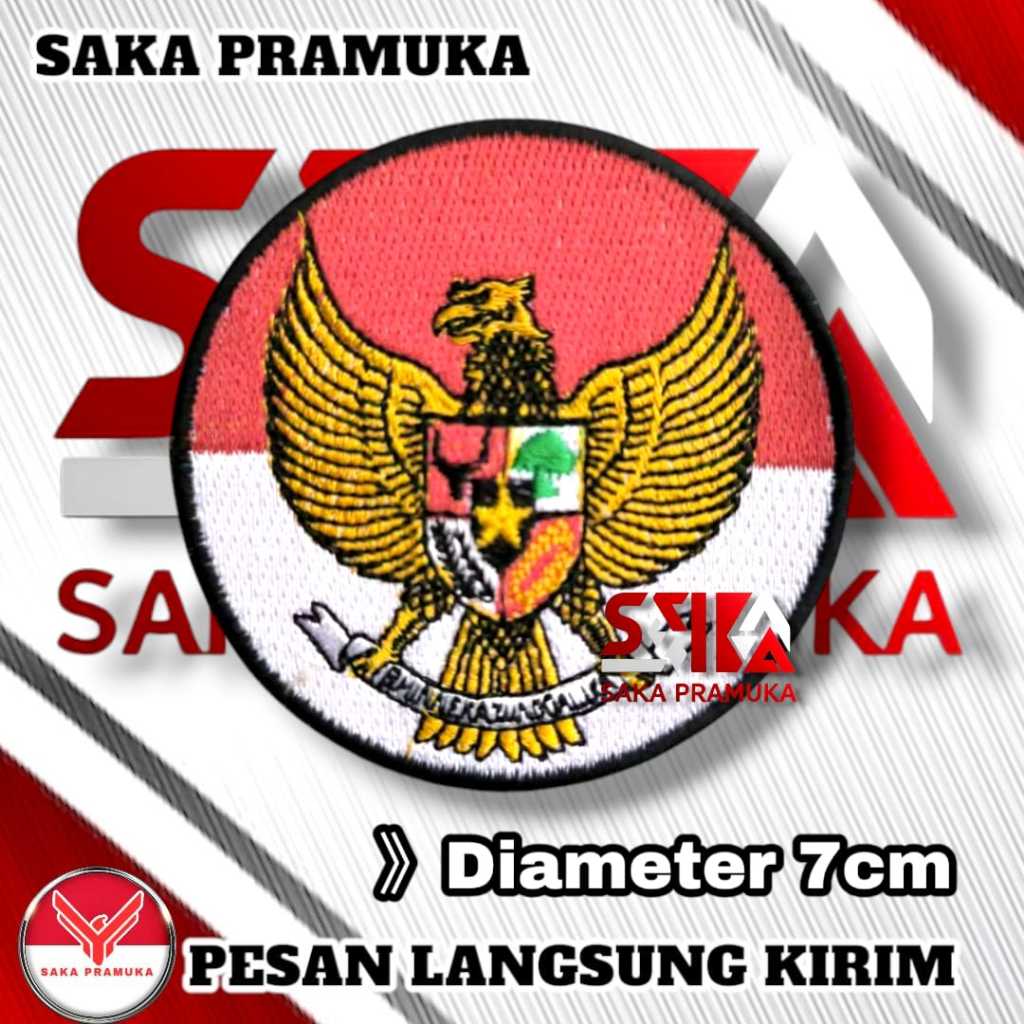 Jual Badge bed bet garuda merah putih bulat bordir | Shopee Indonesia