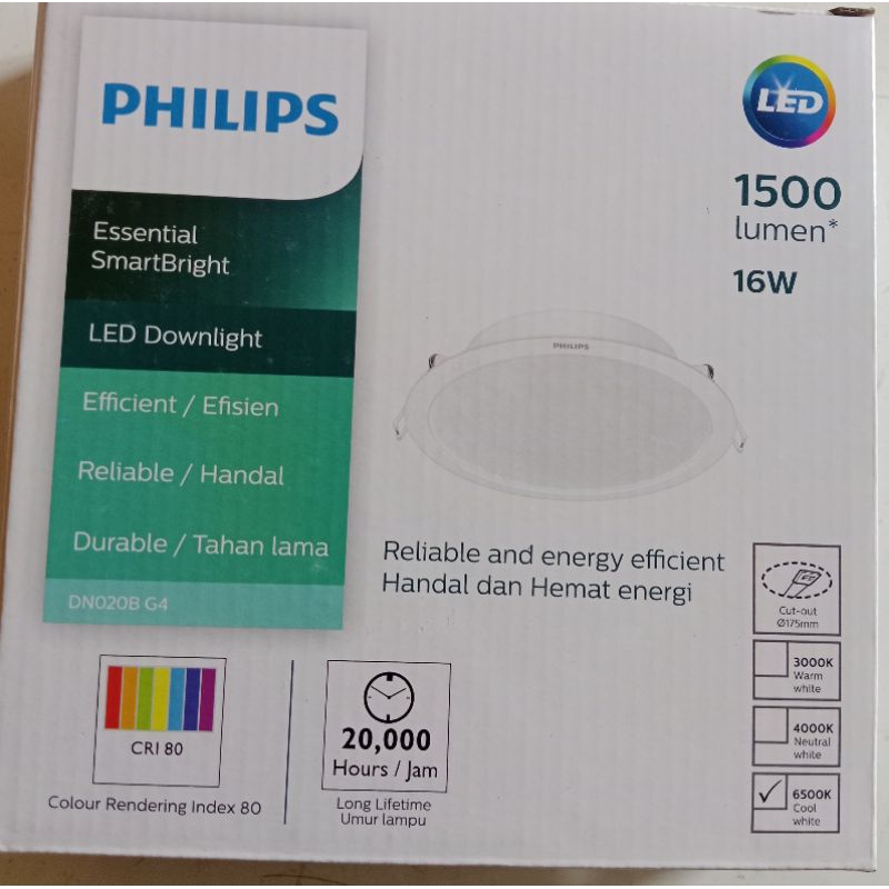 Jual PHILIPS DN020B G4 16WAT LED DOWNLIGHT SETARA 18W G3 - PUTIH 6500K ...