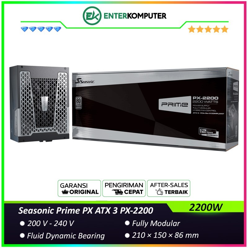 Jual Seasonic Prime PX ATX 3 PX-2200 2200W - Fully Modular - 80 ...