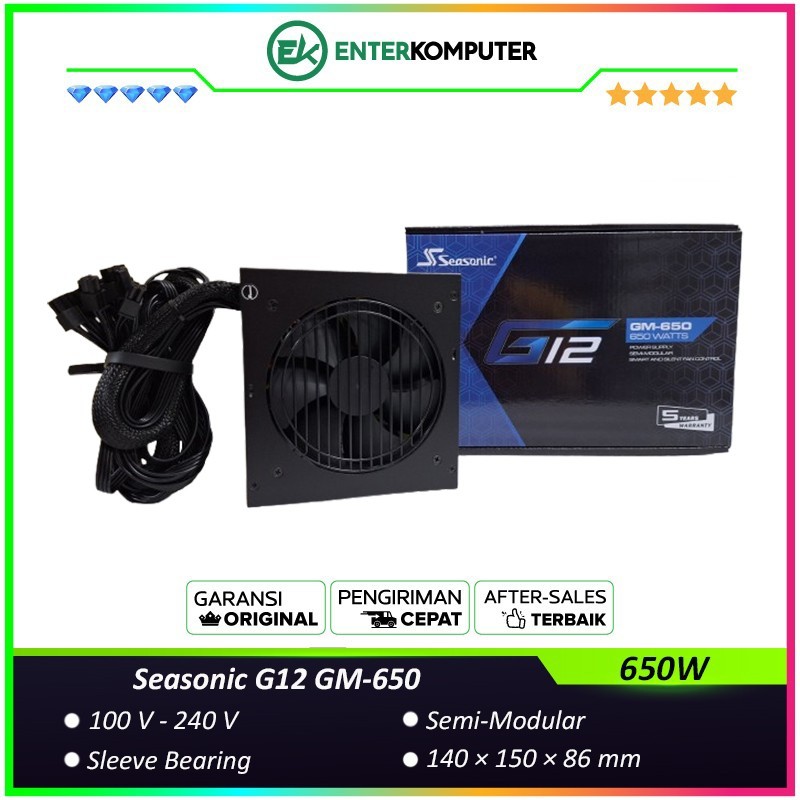 Jual Seasonic G12 GM-650 650W - Semi Modular - 80+ Gold Certified / PSU ...