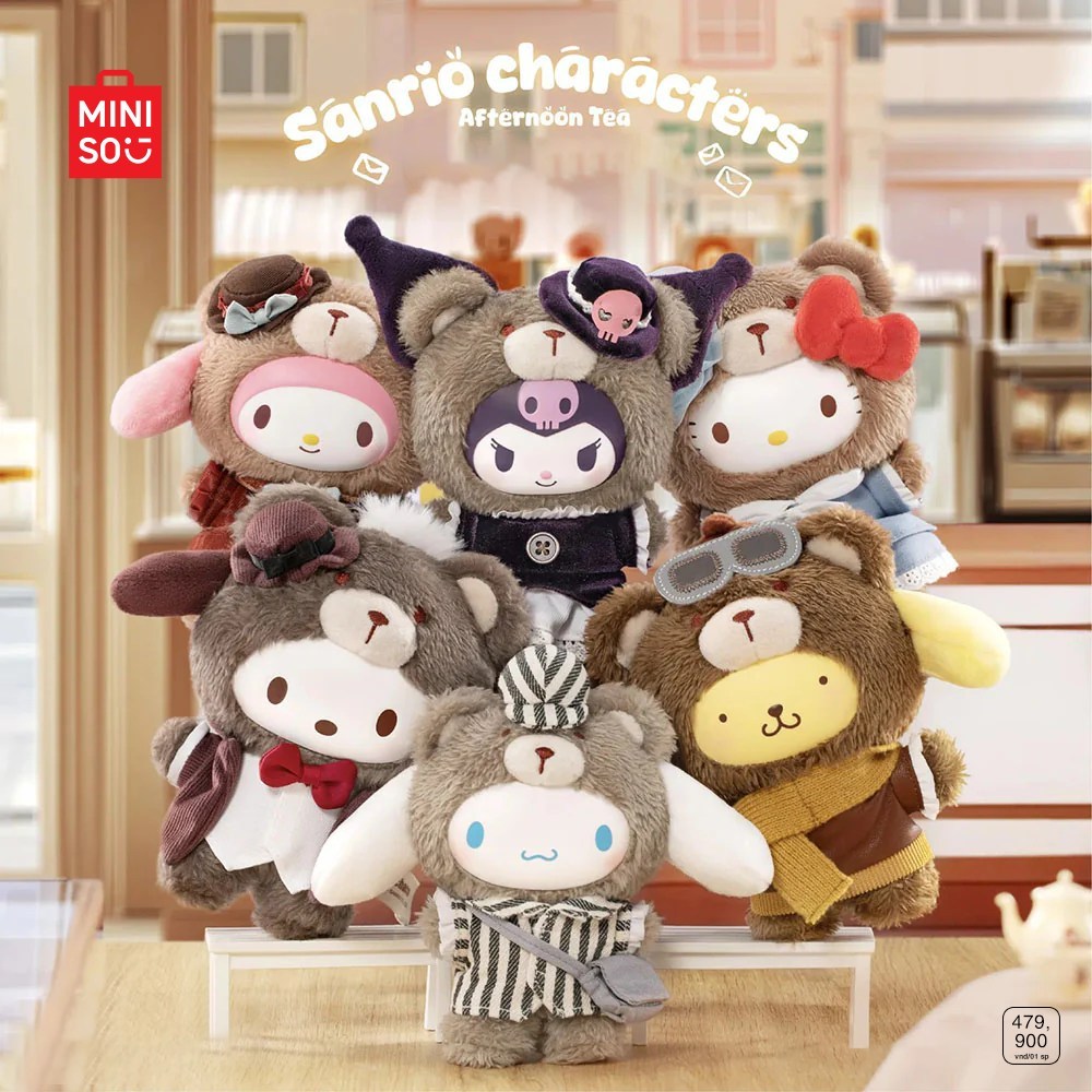 Jual Miniso X Sanrio Family British Afternoon Tea Vinyl Face Plush Key ...