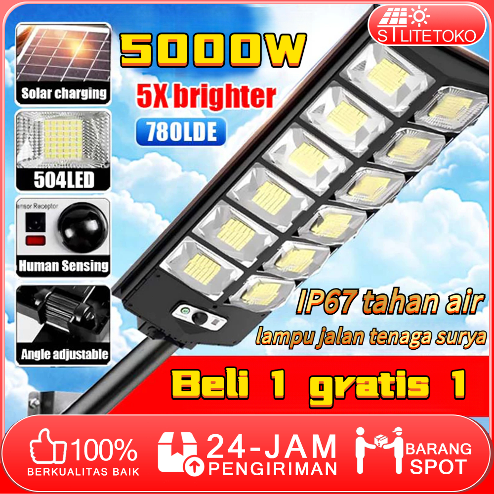 Jual 【Beli 1 gratis 1】5000W yang ditingkatkan lampu tenaga surya ...