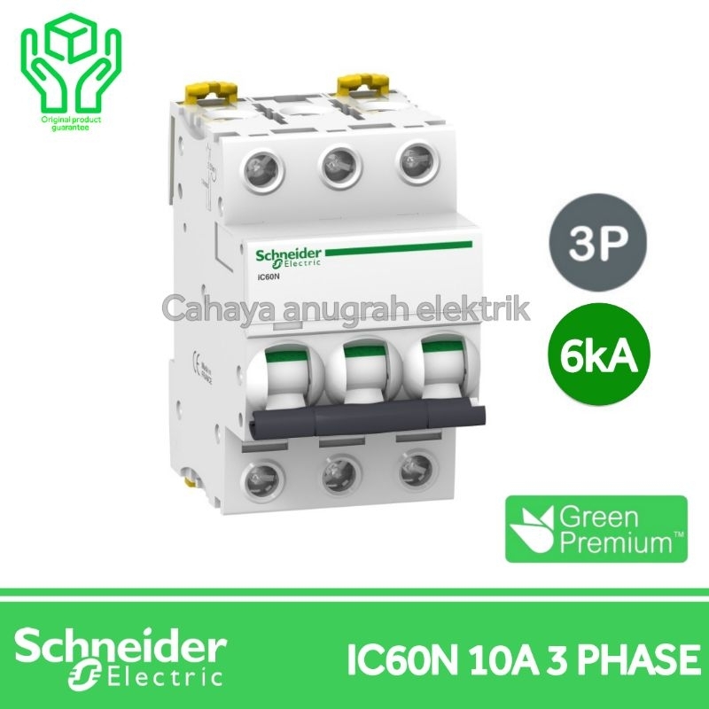 Jual MCB Schneider IC60N 10A 3P MCB ACTI9 IC60N 10 Ampere 3 PHASE 6kA Original | Shopee Indonesia