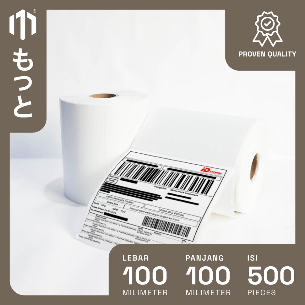 Jual Kertas Label Thermal / Sticker Thermal / Resi Barcode - Ukuran 100mm x 100mm 1 Roll Isi 500 ...